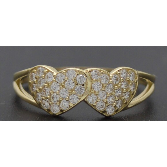 BH Jewelry | Jewelry | Real K Solid Yellow Gold Double Heart Shiny Cz ...